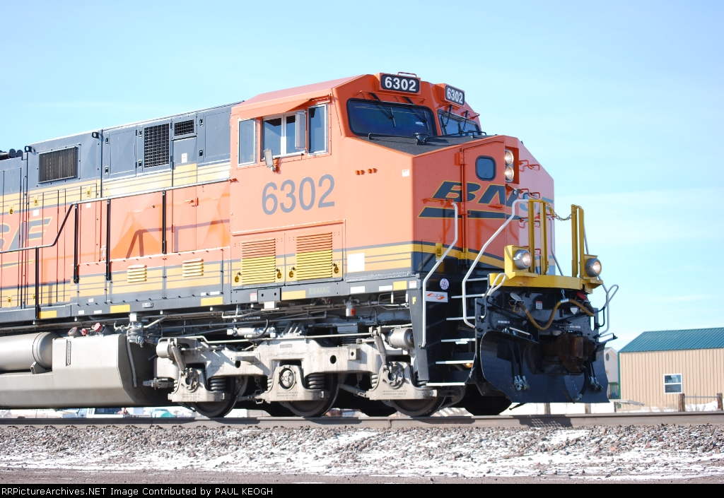 BNSF 6302 close up shot of the cab as she enters the Y to enter the BNSF Donkey Creek yard as ...